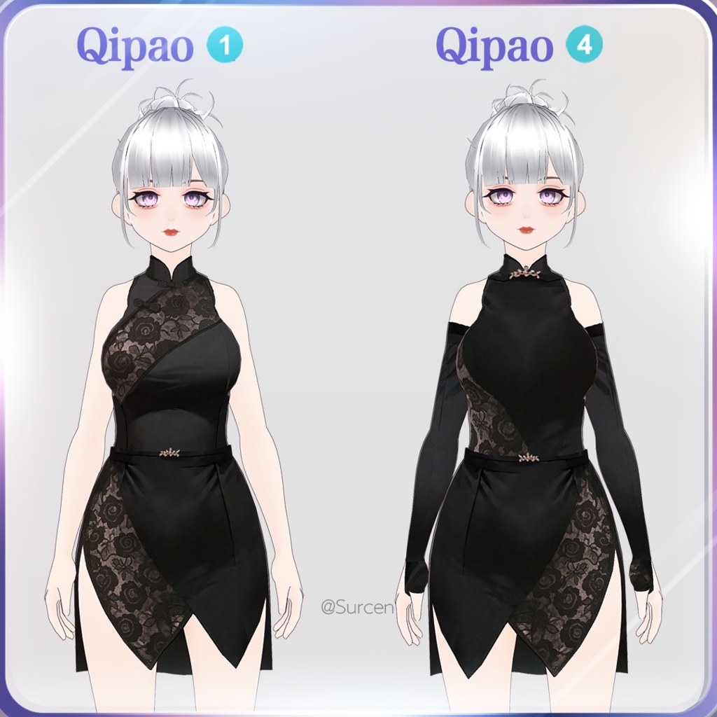 [Vroid] Lace Qipao / Modern Chinese Style / Girl Outfit - Surcen - BOOTH