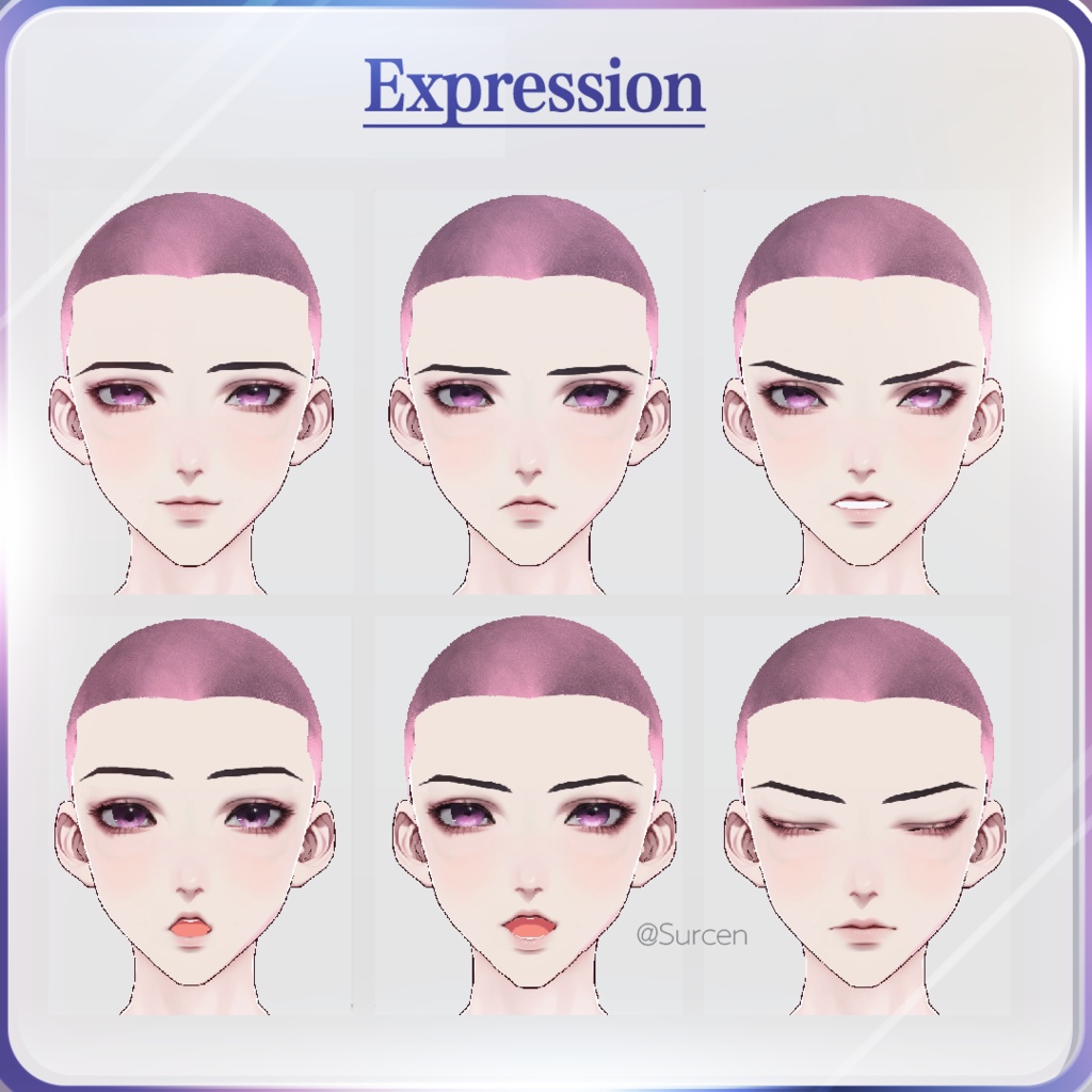 [Vroid] Boy Face and Body Base / Pastel Pink - Surcen - BOOTH