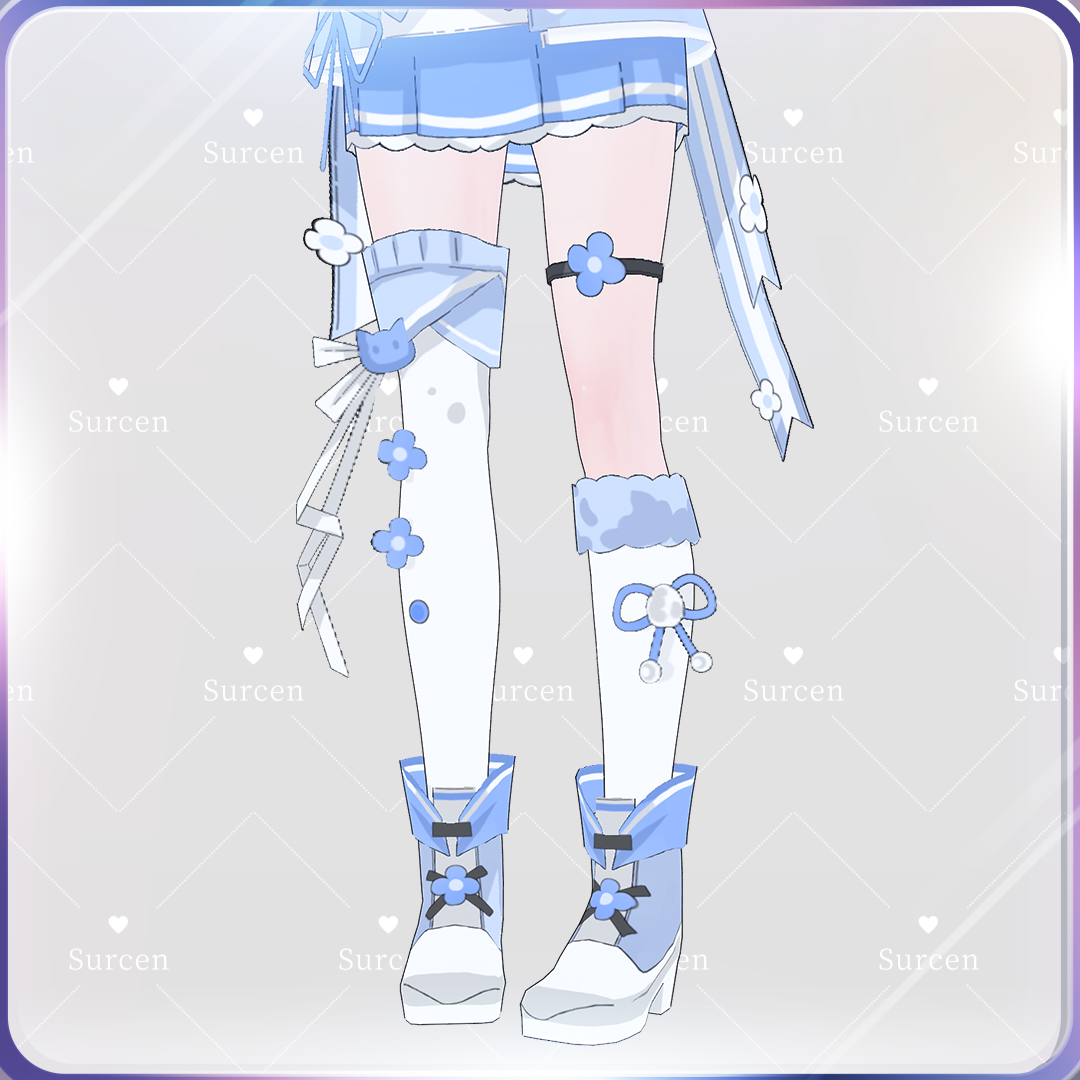 [Vroid] Winter 2025 / Blue White / Cat / Flower - Surcen - BOOTH
