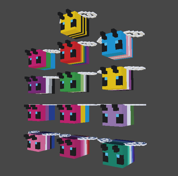 Minecraft Bees with Pride variants - Smol Bean Creations - BOOTH