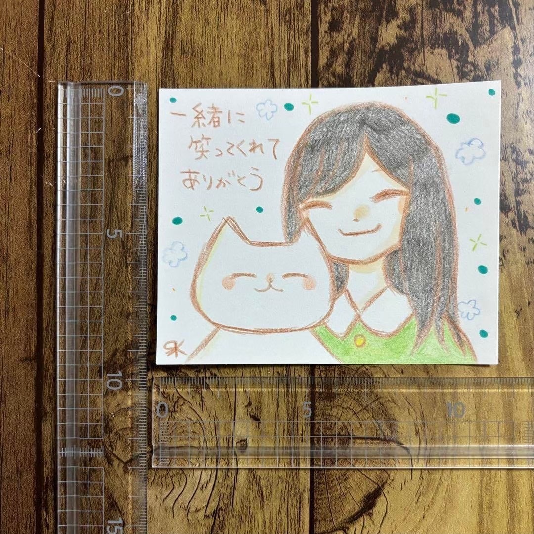 【486】【女の子と猫の絵と言葉】オリジナルアナログ手描きイラスト原画 自作創作 - はこ - BOOTH