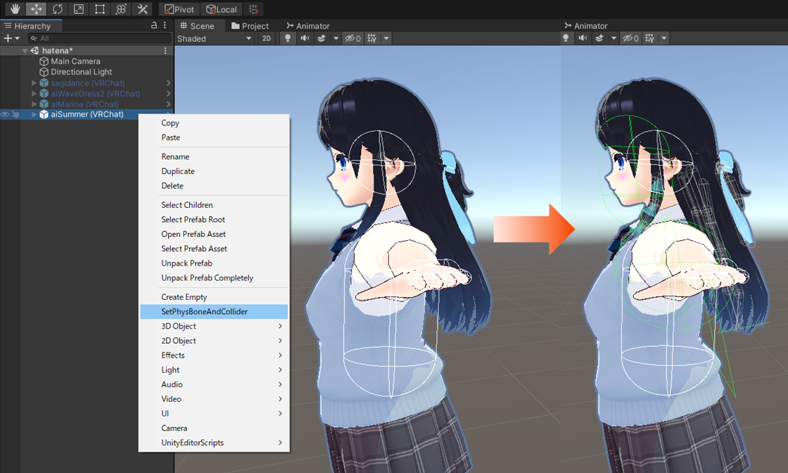 髪のPhysBoneとColliderをワンクリックで設定するUnityEditor拡張（vrmからVRChat用に変換したアバター向け） - sagi-dev - BOOTH