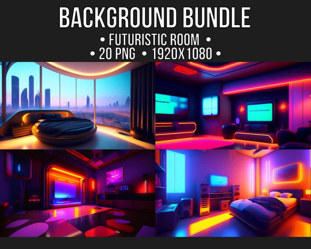 Futuristic Room 20x Backgrounds | Cyberpunk Vtuber Bedroom - Wallpaper ...
