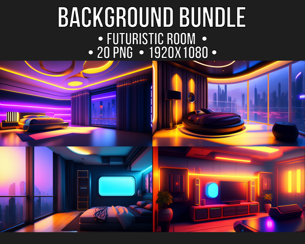 Futuristic Room 20x Backgrounds | Cyberpunk Vtuber Bedroom - Wallpaper ...