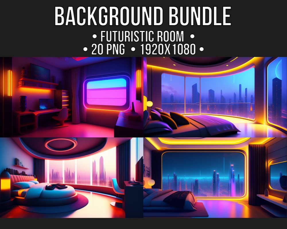 Futuristic Room 20x Backgrounds | Cyberpunk Vtuber Bedroom - Wallpaper ...
