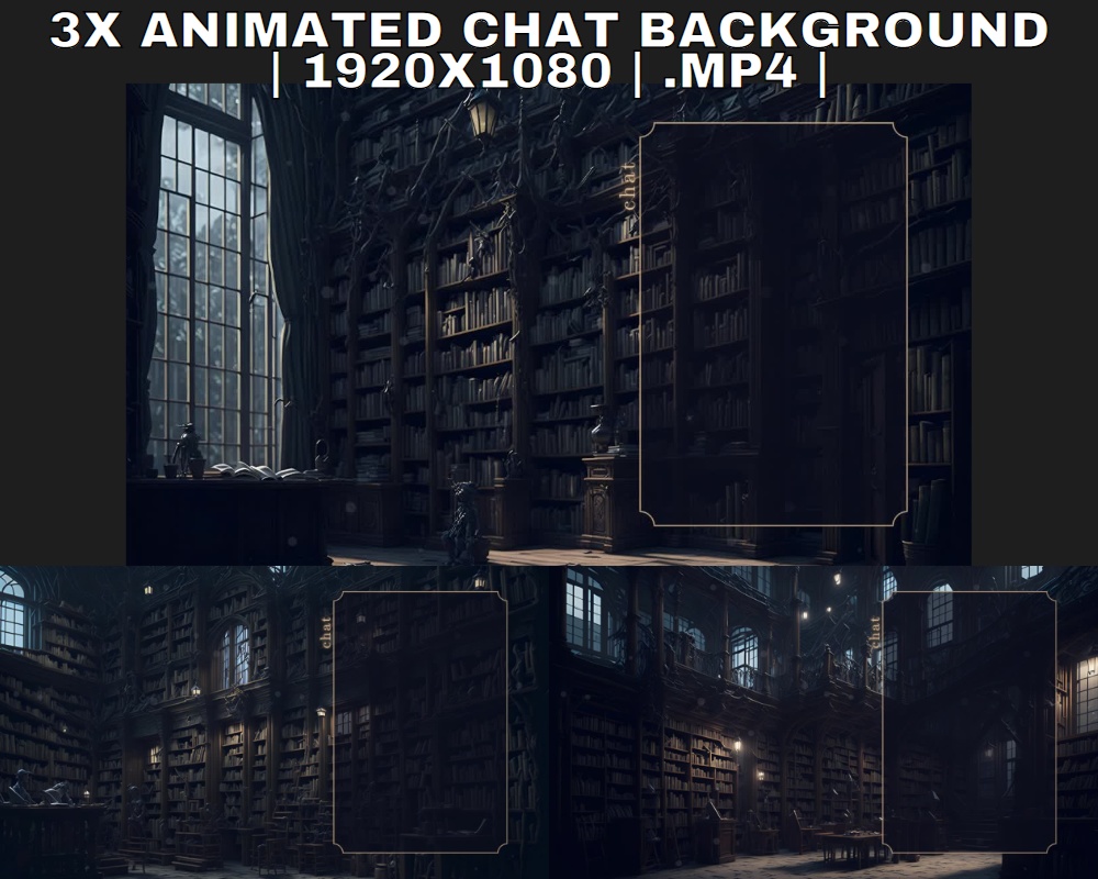 ANIMATED STREAM BACKGROUND - Dark Library | Vtuber, Just Chatting ...