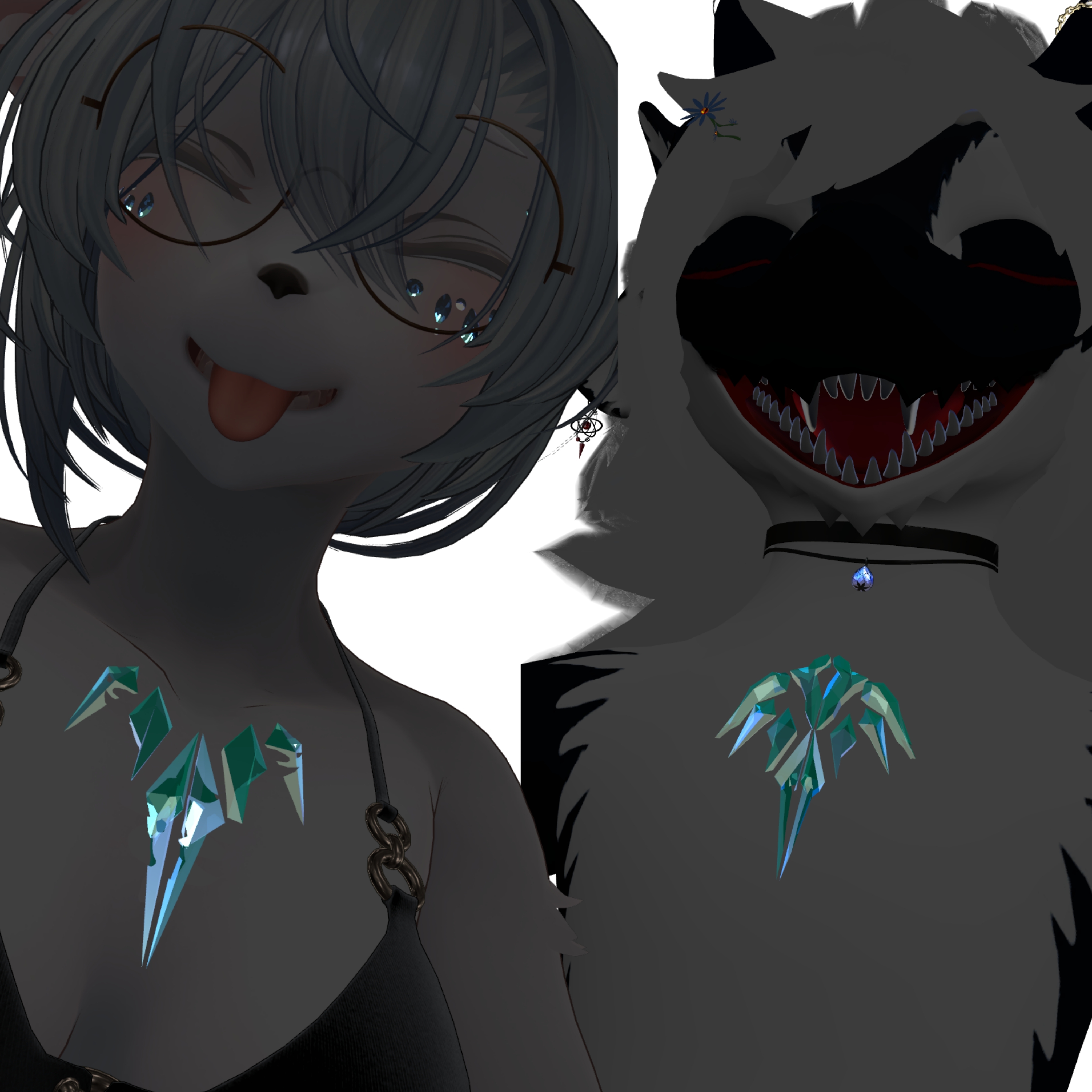 【VRChat想定】MA設定済 Crystal Accessory Chest クリスタル・宝石風アクセサリー 3Dモデル - 木炭商店 ...