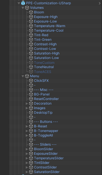 VRChat Post processing customization menu - zSkull162 - BOOTH