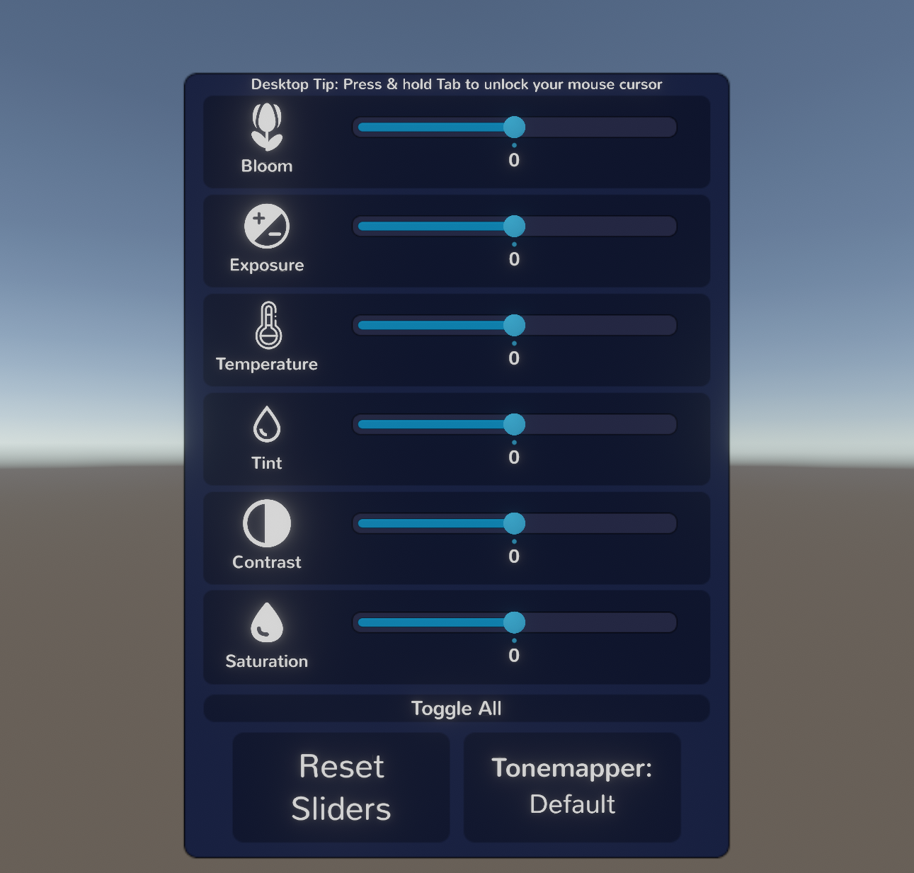 VRChat Post processing customization menu - zSkull162 - BOOTH