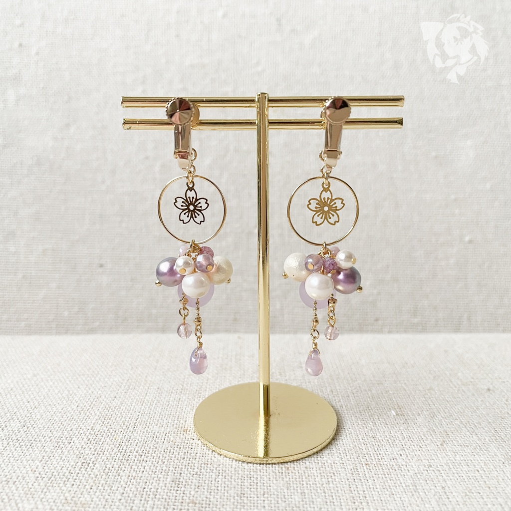 桜パープルイヤリング【金具交換】 - myset - BOOTH