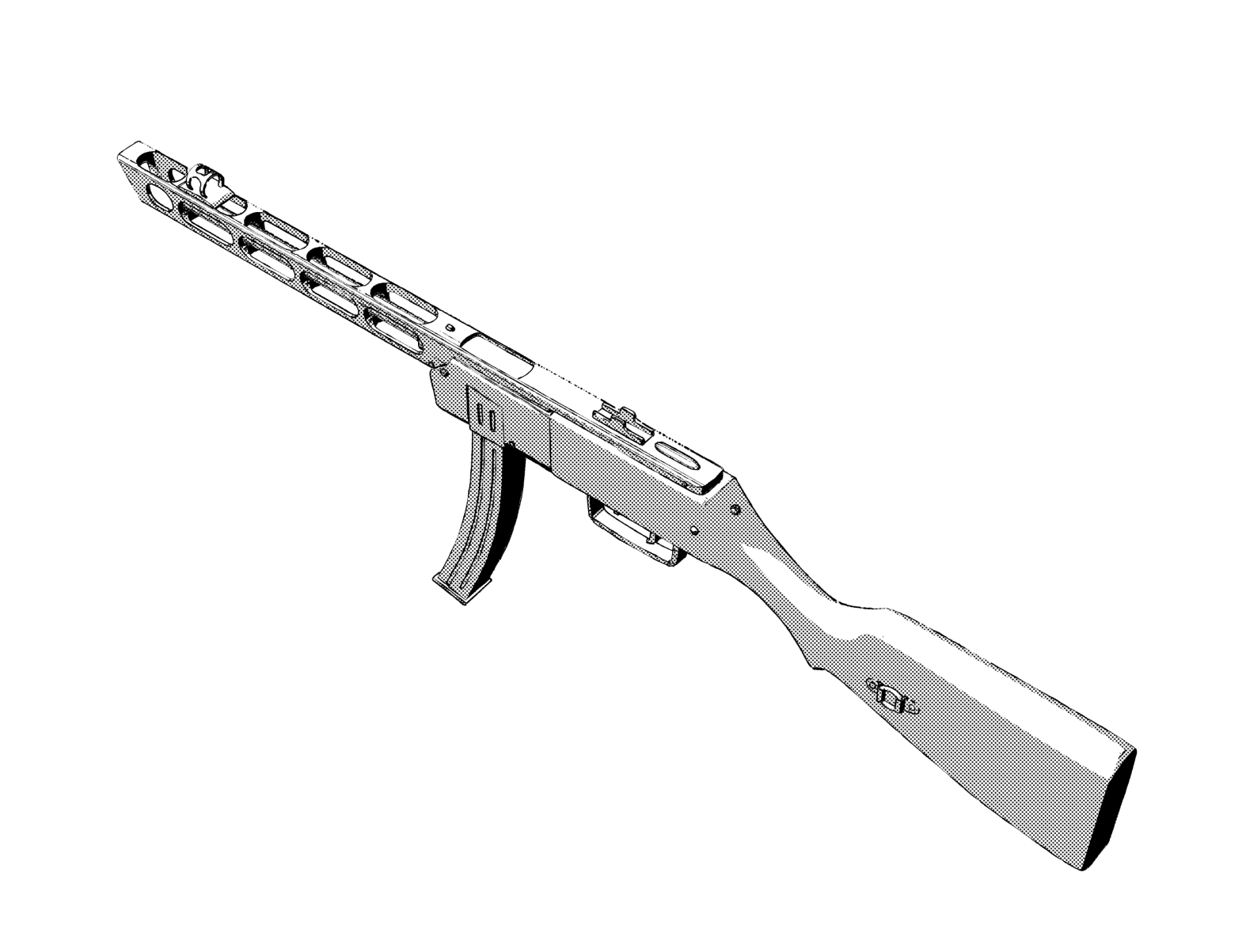 3D ソ連銃 PPSh-41 （マンドリン銃）バナナ弾倉 - ラプタービジョン - BOOTH