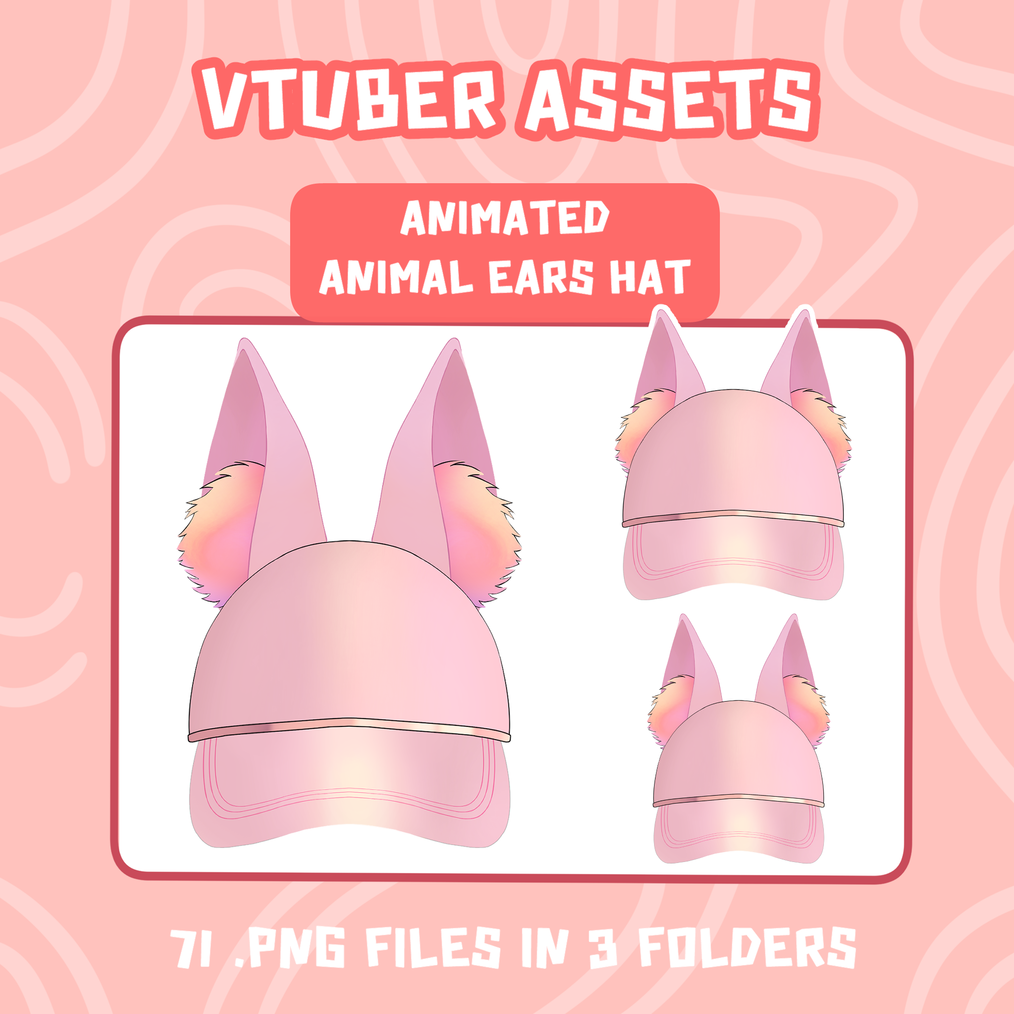 3 Animated Animal Ears Hat Vtuber Assets - geimuriri - BOOTH