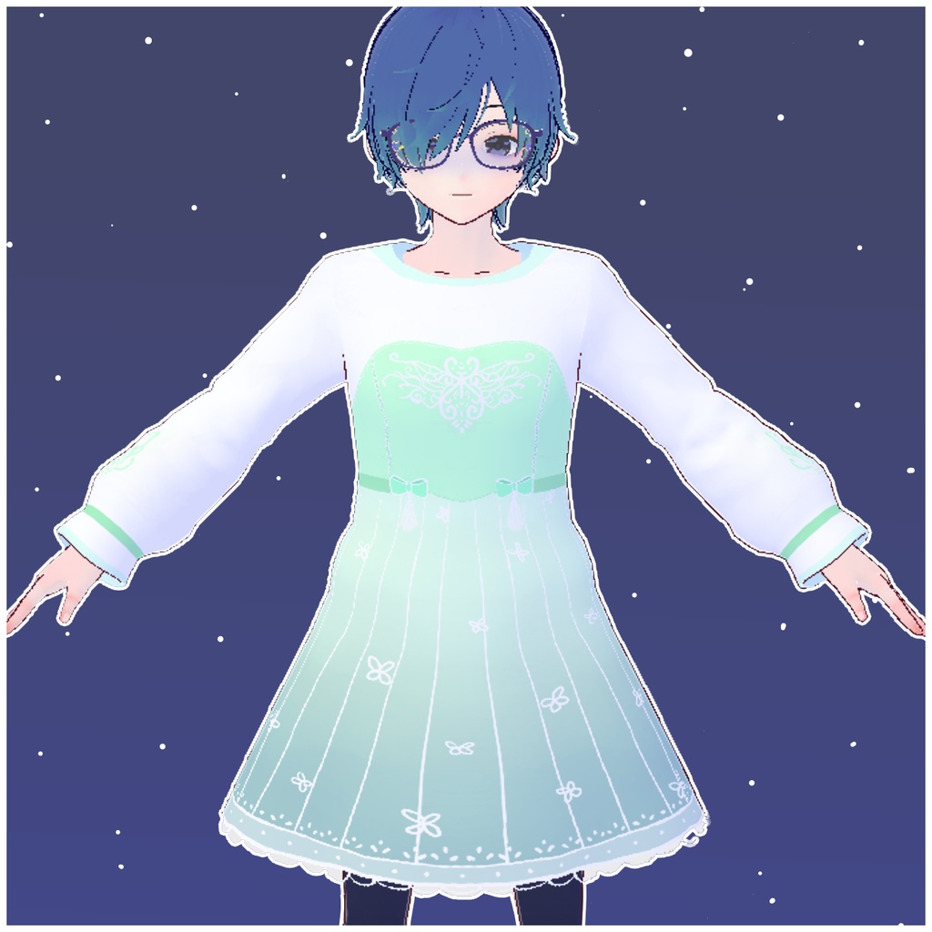 VRoid Dress green - Gallet - BOOTH