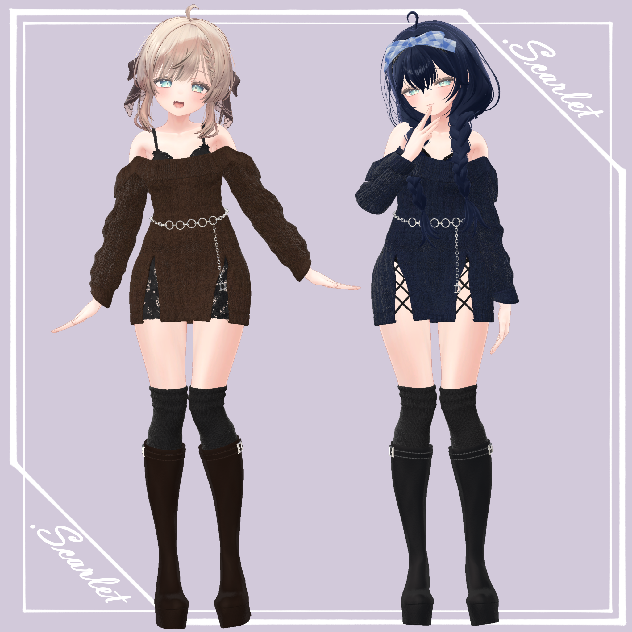 【7Avatar対応】OffShoulder_LaceOnepiece【VRC想定】 - (.Scarlet) - BOOTH