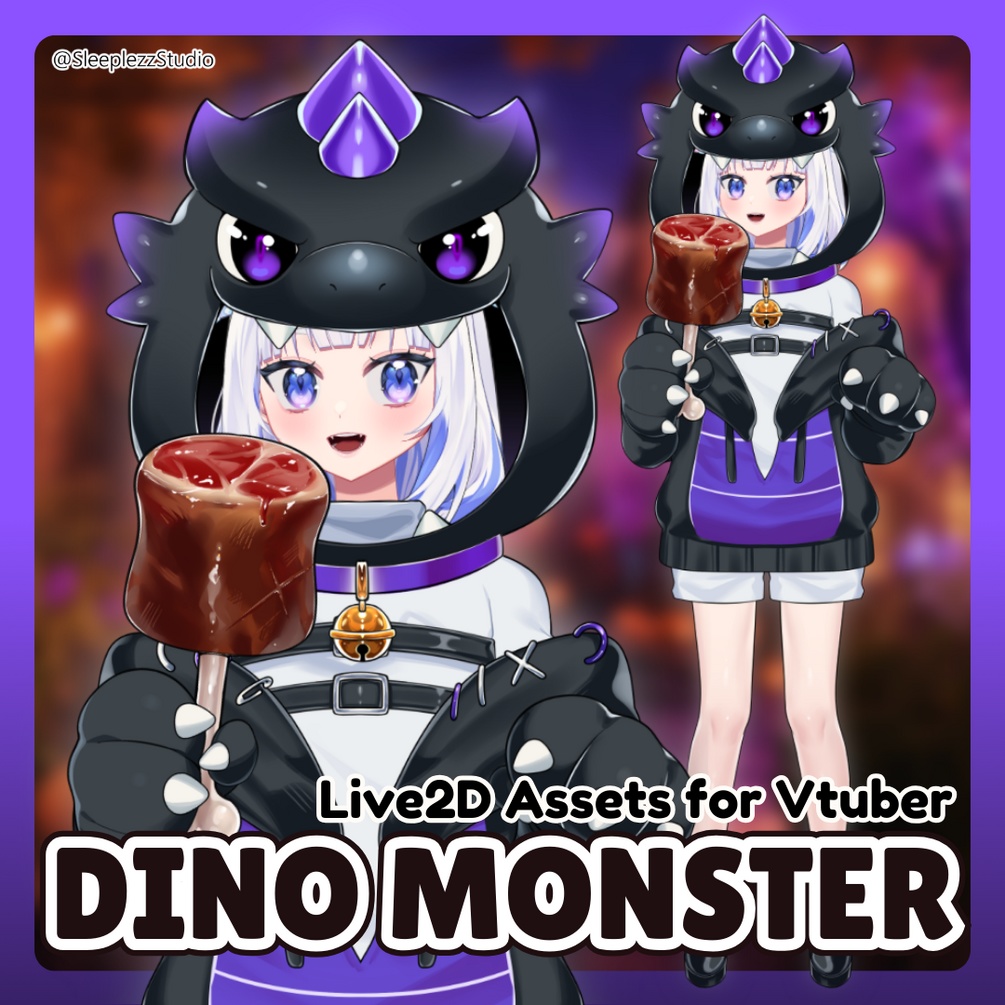 [Live2D Assets for Vtuber] ★ Dino Monster Costume - sleeplezzstudio - BOOTH