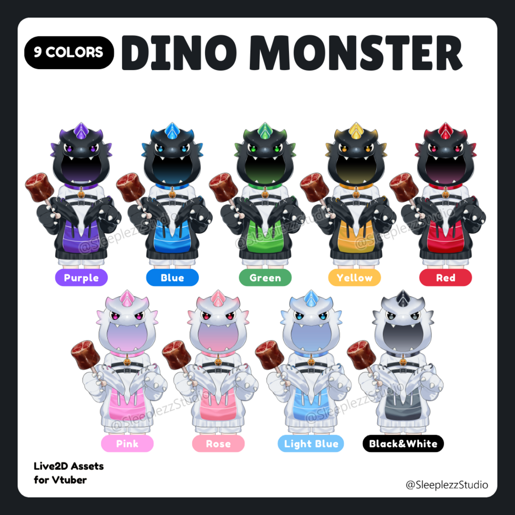 [Live2D Assets for Vtuber] ★ Dino Monster Costume - sleeplezzstudio - BOOTH
