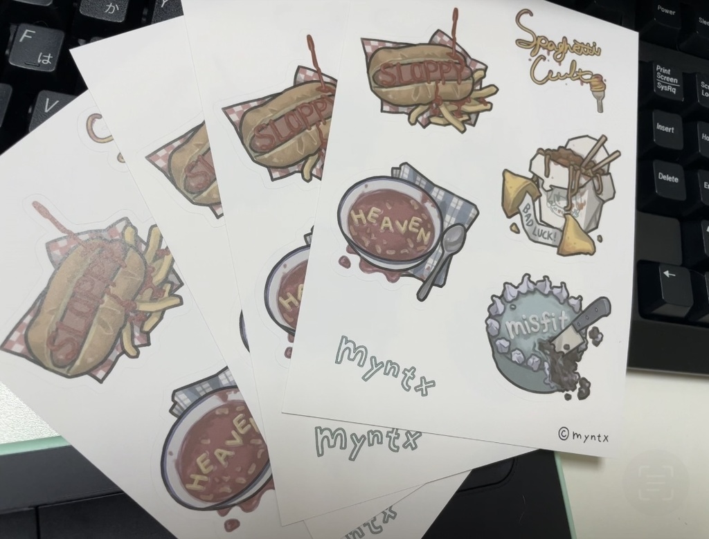 comfy food sticker sheet - spaghetti cult! - BOOTH