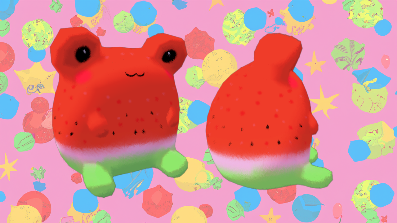 3D Watermelon frog plushie prop and normal froggie - neomory - BOOTH