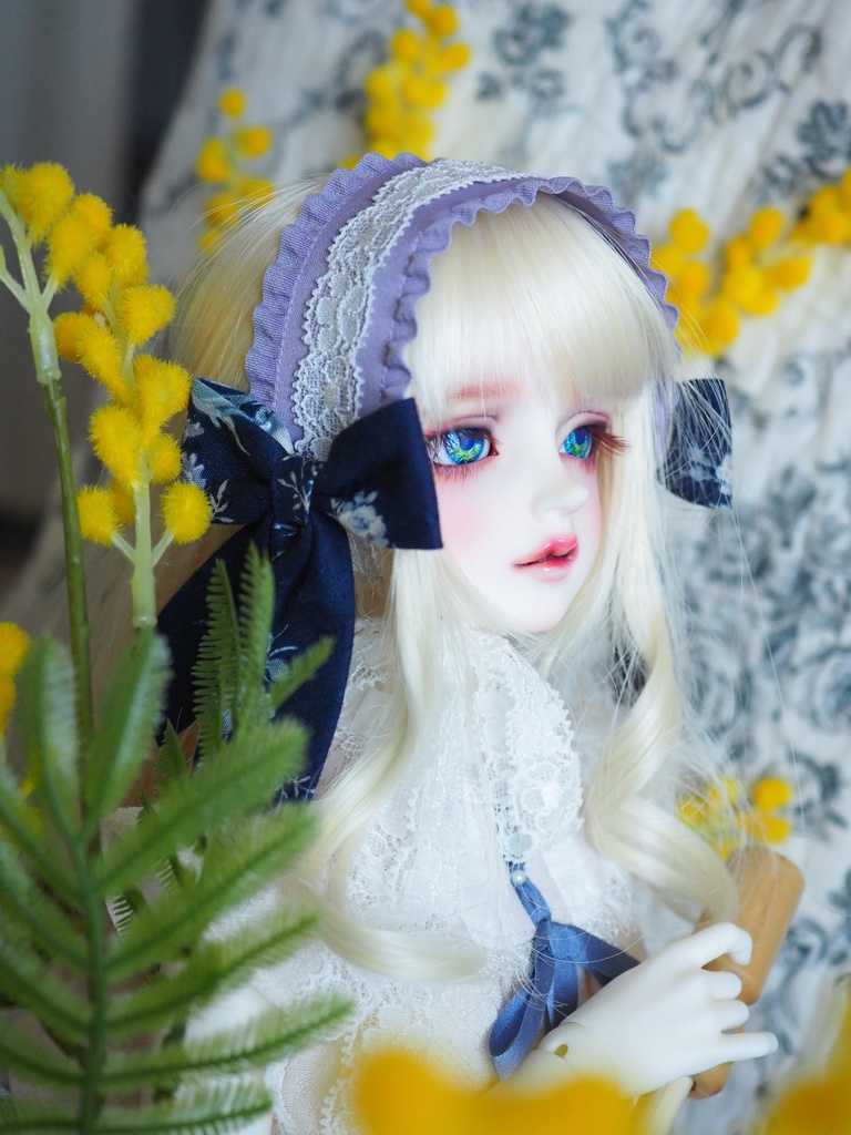 16mm/8.5mm 青空×ミモザ 水彩タイプ 七宝グラスアイ - ラトリエドゥエマイユ - BOOTH