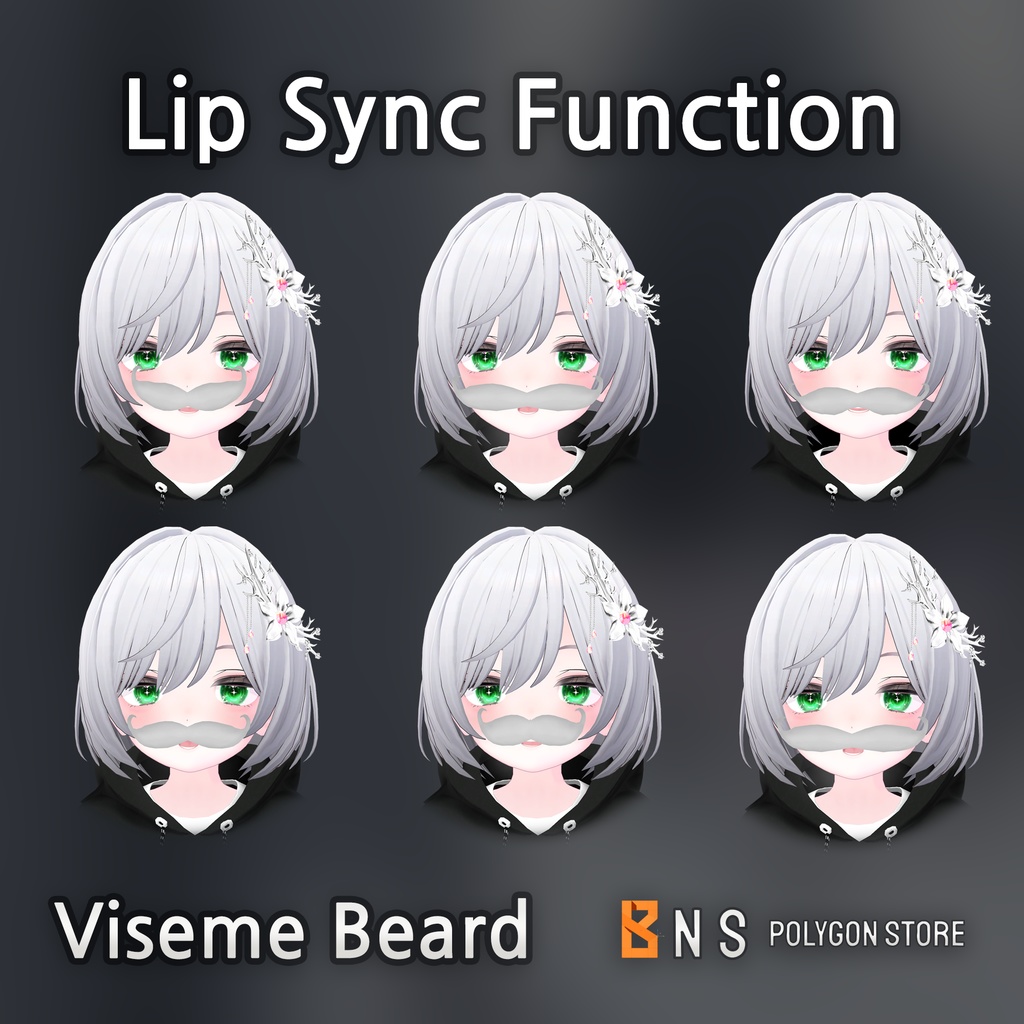 [VRChat想定] Viseme Beard / Viseme 口ひげ / Lip Sync / 3D model Ver 1.1 ...