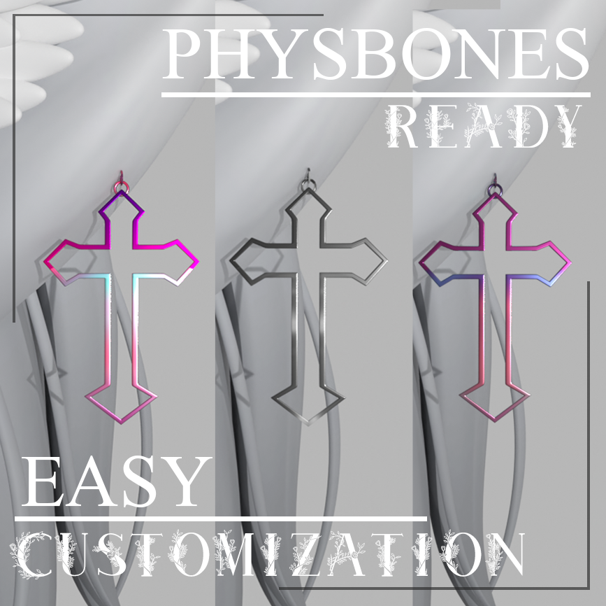 CRUCIS Earrings (Physbones Ready)【VRChat】 - ExicrossVRC3D - BOOTH