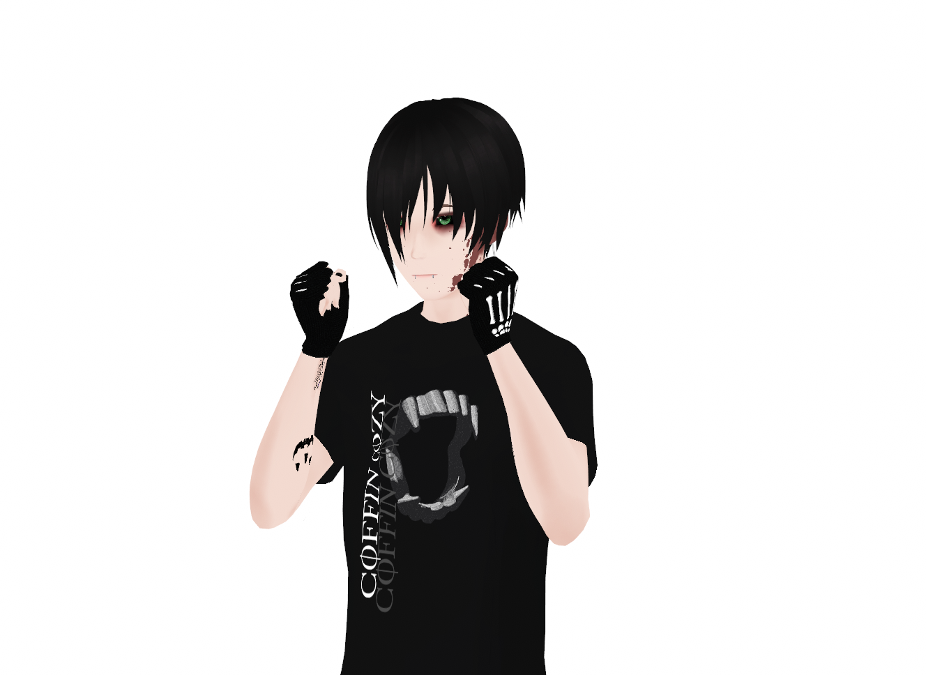 Vroid Skeleton Fingerless Gloves - digighost - BOOTH