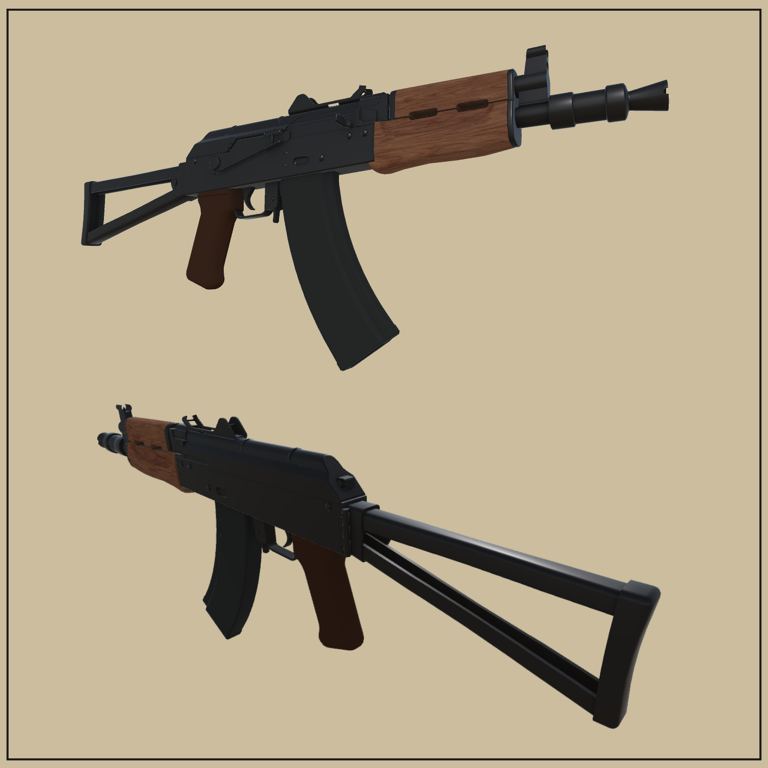 AKS-74U 5.45㎜アサルトライフル(VRC想定3Dモデル) - 一九三九製作所/桜雪航空制作部 - BOOTH