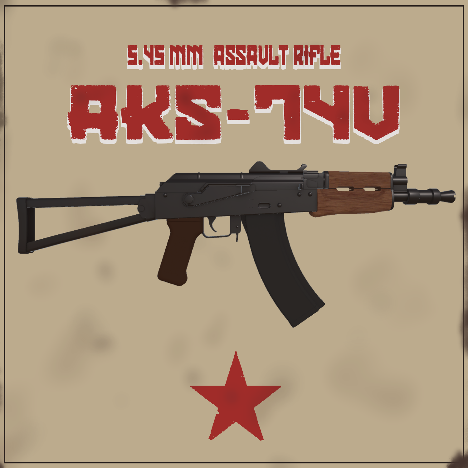 AKS-74U 5.45㎜アサルトライフル(VRC想定3Dモデル) - 一九三九製作所/桜雪航空制作部 - BOOTH