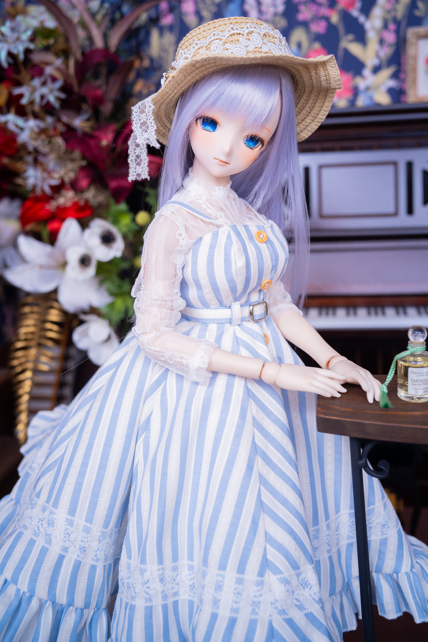 DD・DDSレーストップ＆ジャンパースカートセットアップ三点セット【ブルー×ホワイトストライプ】 - GINGER TEA - BOOTH