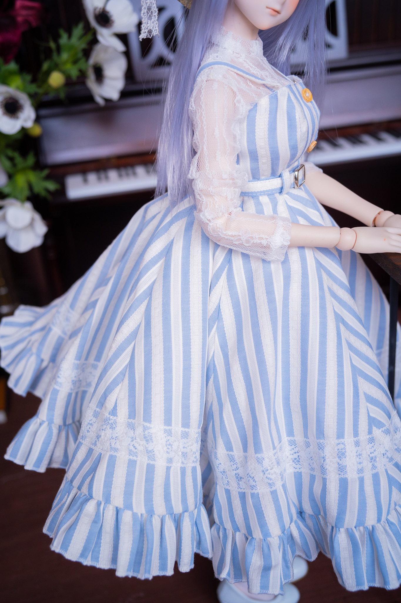 DD・DDSレーストップ＆ジャンパースカートセットアップ三点セット【ブルー×ホワイトストライプ】 - GINGER TEA - BOOTH