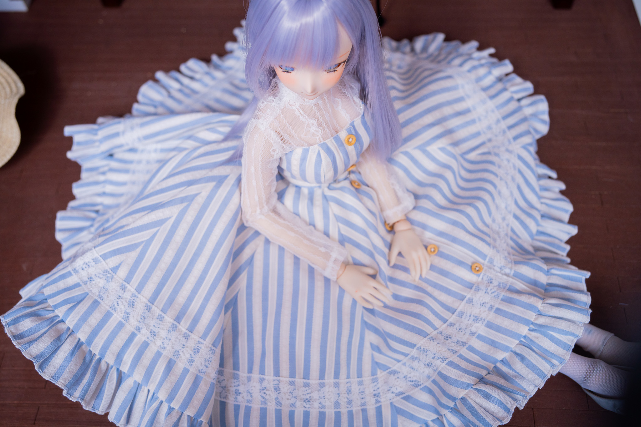 DD・DDSレーストップ＆ジャンパースカートセットアップ三点セット【ブルー×ホワイトストライプ】 - GINGER TEA - BOOTH