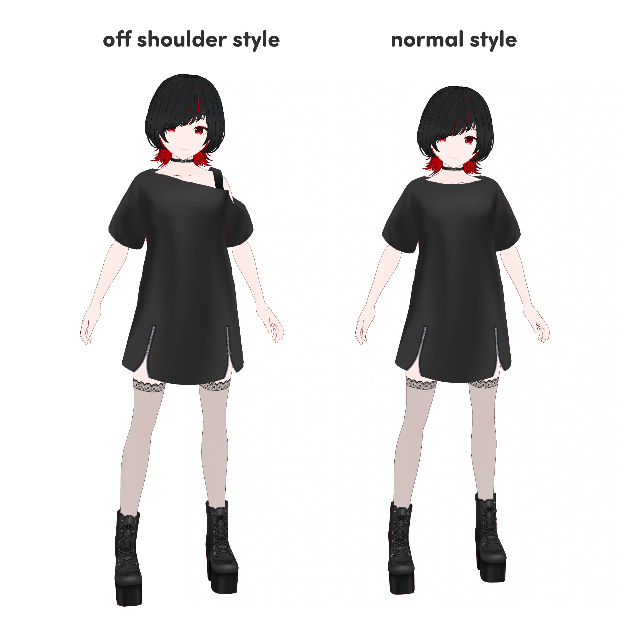 【FREE / 無料】[VRoid] cool t-shirt dress & choker / Tシャツワンピ＆チョーカー - Kupopo ...