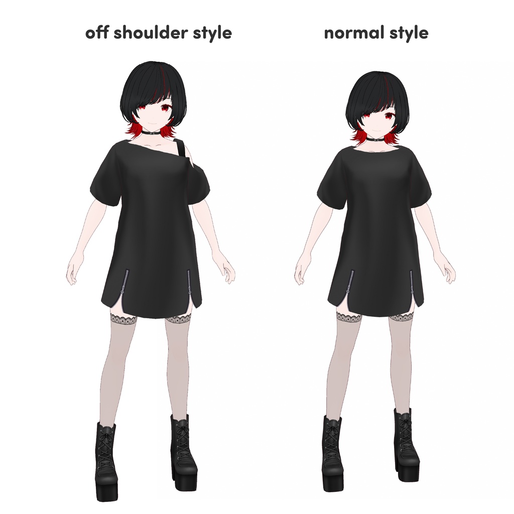 【FREE / 無料】[VRoid] cool t-shirt dress & choker / Tシャツワンピ＆チョーカー - Kupopo ...