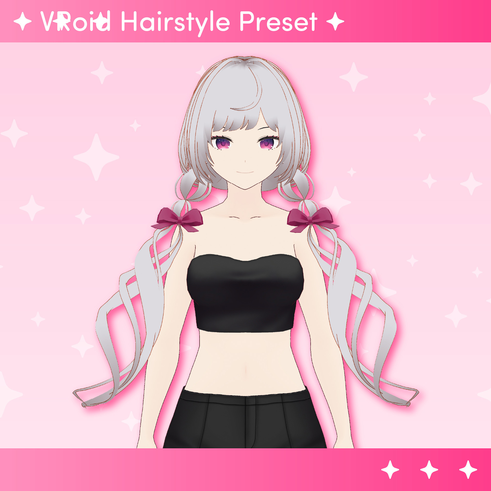 [VRoid] Bow twin tails Hair / 髪型 リボンツインテ - Kupopo Shop - BOOTH