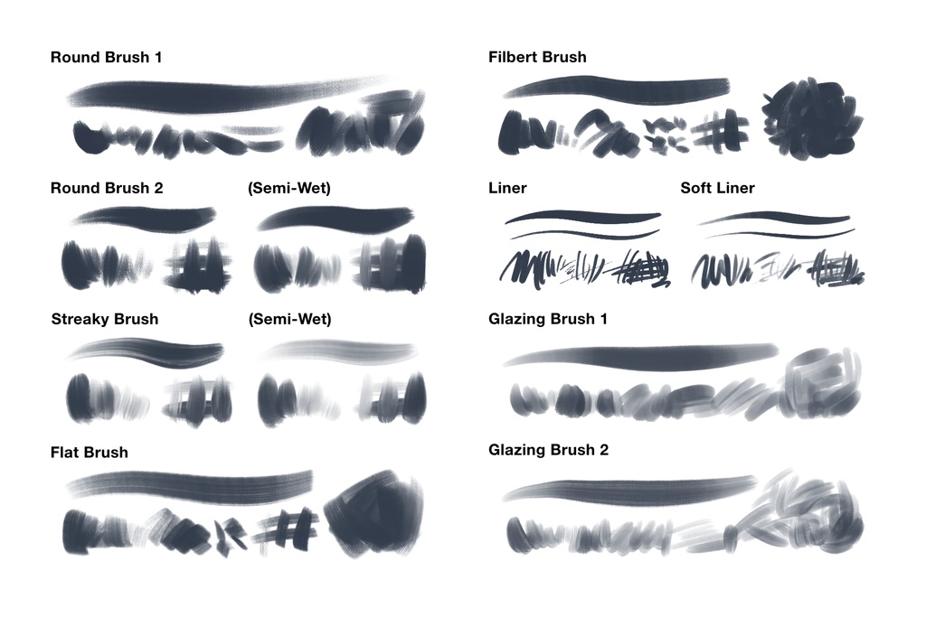 Procreate オイルペイントブラシ - 油絵ブラシ20種 x グレインサイズ3種 - 4580 - BOOTH