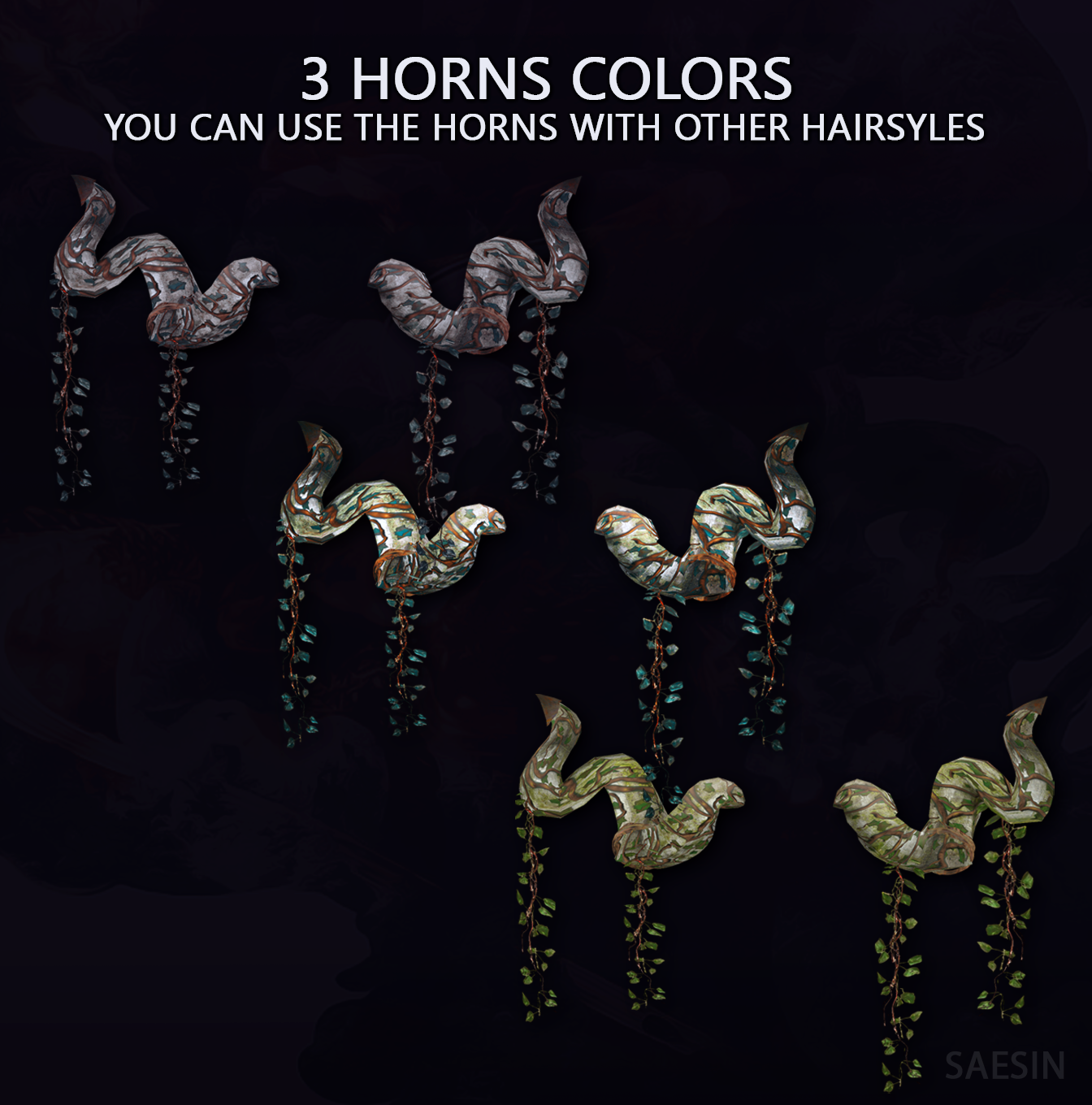 Lizz' Hair + Horns • Customizable • 3 Horns Colors - saesin - BOOTH