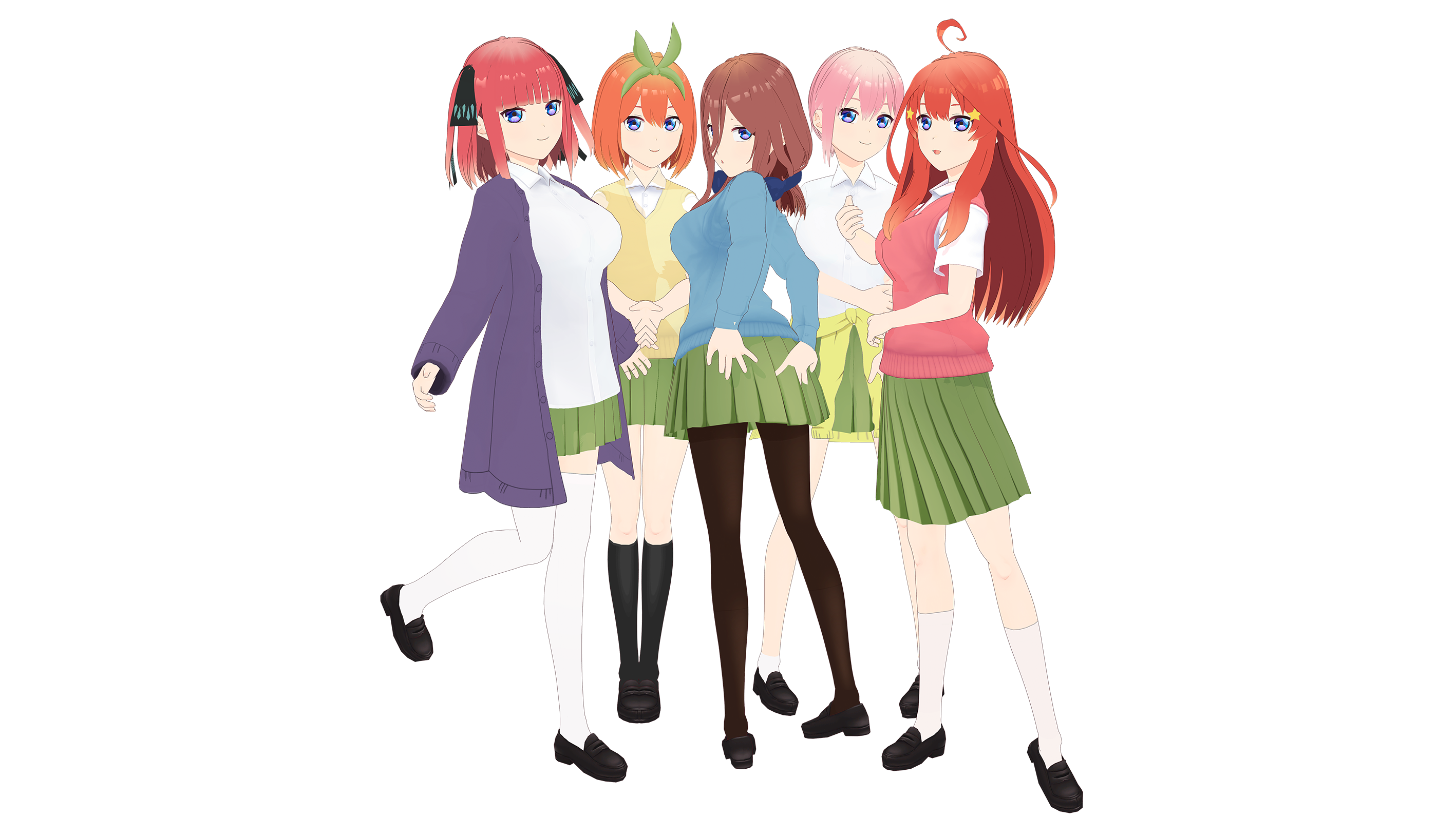 Pack Nakano Sisters - Five 3D models .vrm .pmx - Kitzoomer - BOOTH