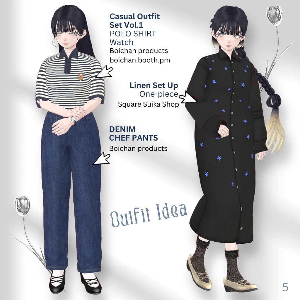 Double Cross Strap Ballet Pumps & Lace Socks【VRoid】 - Square Suika Shop ...