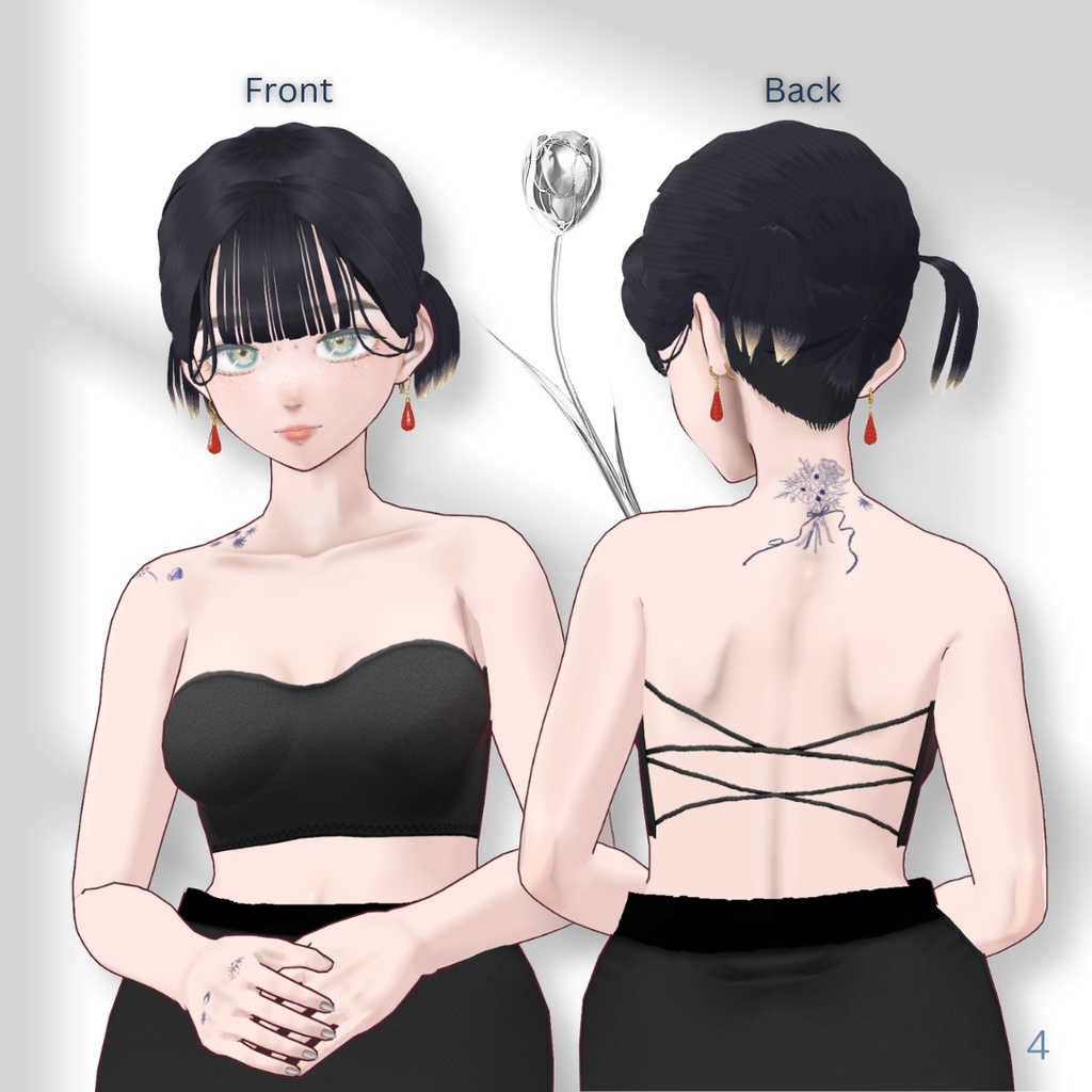 【無料】Lace Mellow Tops & Back Cross Inner【VRoid】 - Square Suika Shop - BOOTH