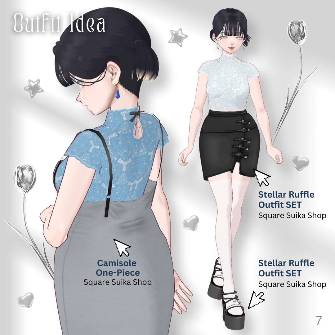 【無料】Lace Mellow Tops & Back Cross Inner【VRoid】 - Square Suika Shop - BOOTH