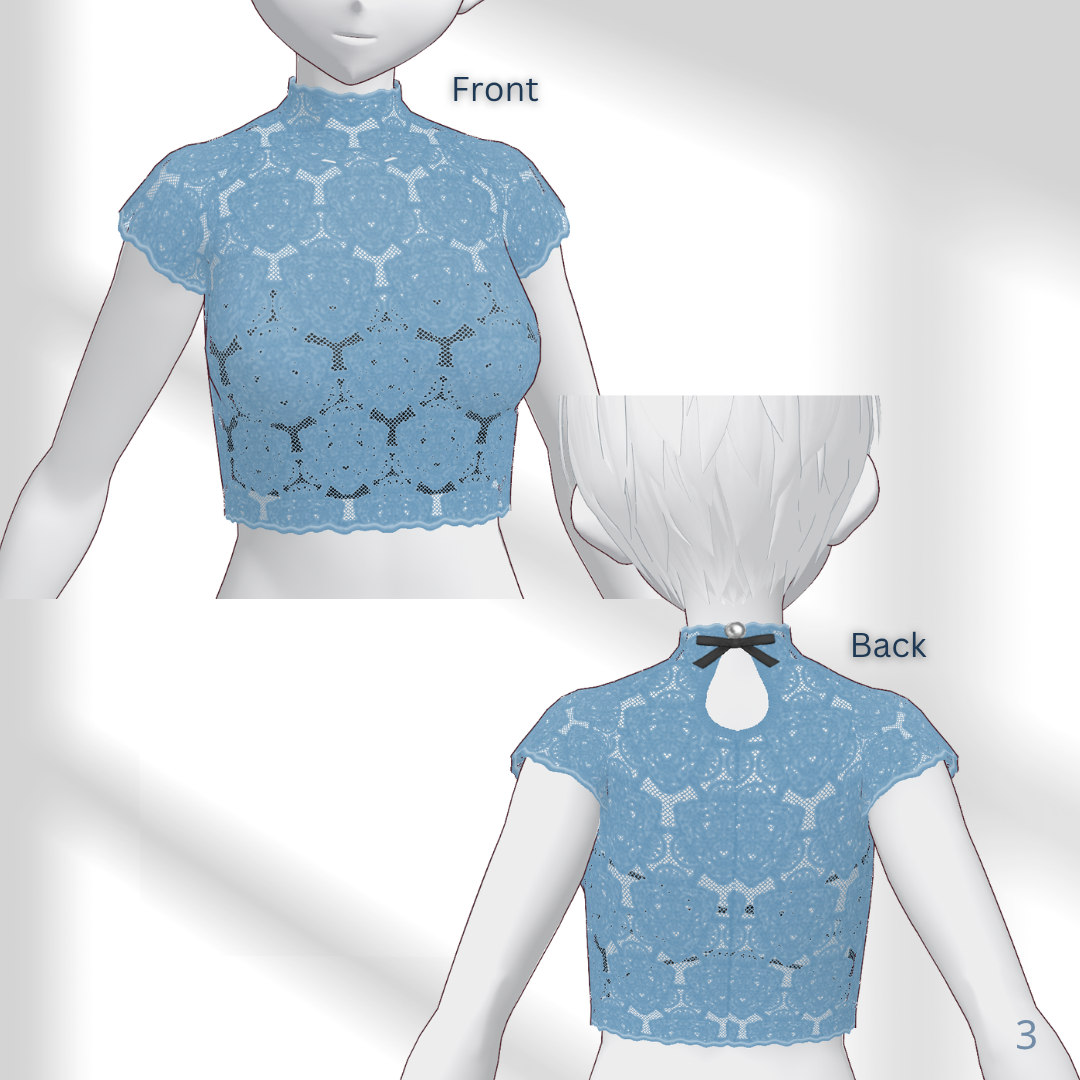 【無料】Lace Mellow Tops & Back Cross Inner【VRoid】 - Square Suika Shop - BOOTH
