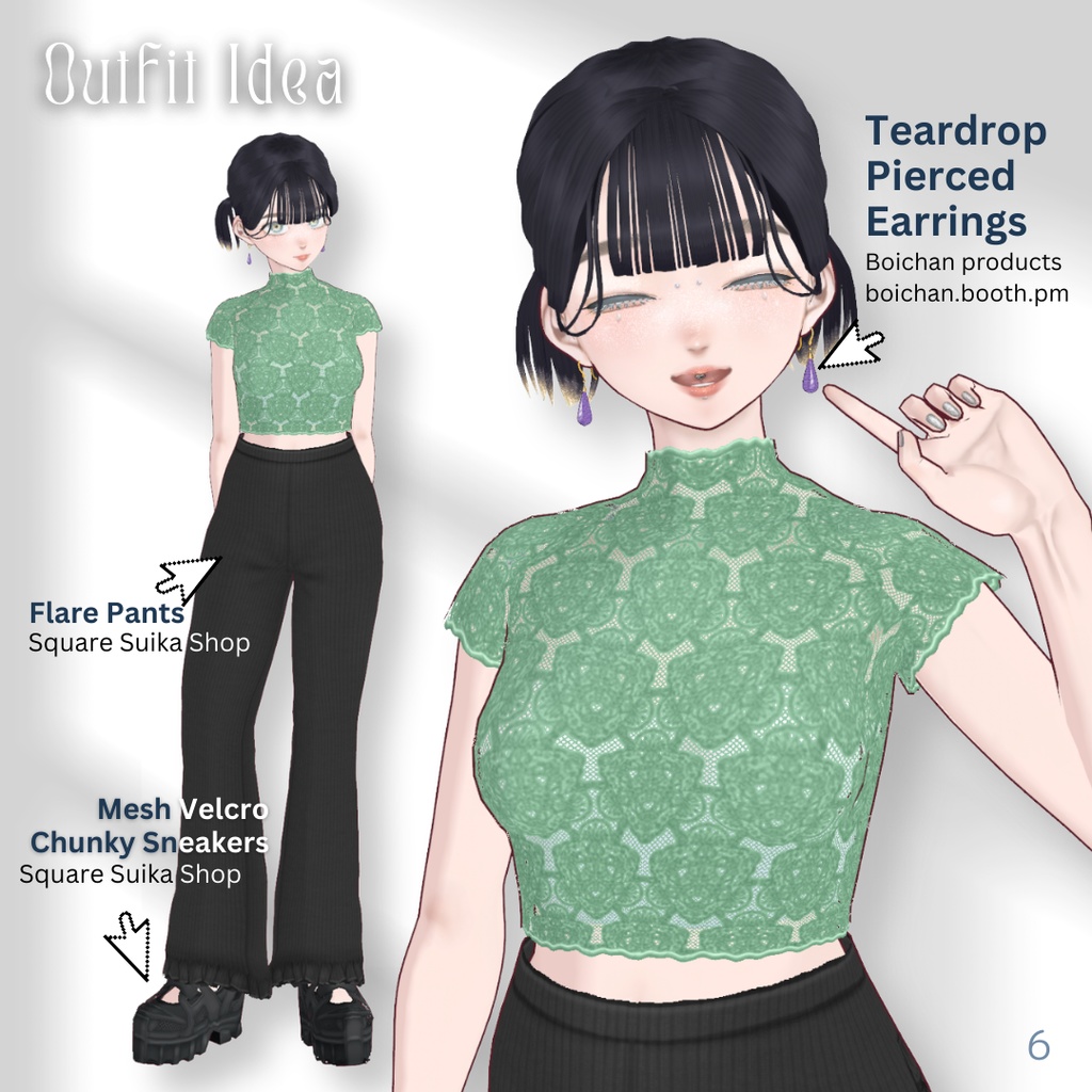 【無料】Lace Mellow Tops & Back Cross Inner【VRoid】 - Square Suika Shop - BOOTH