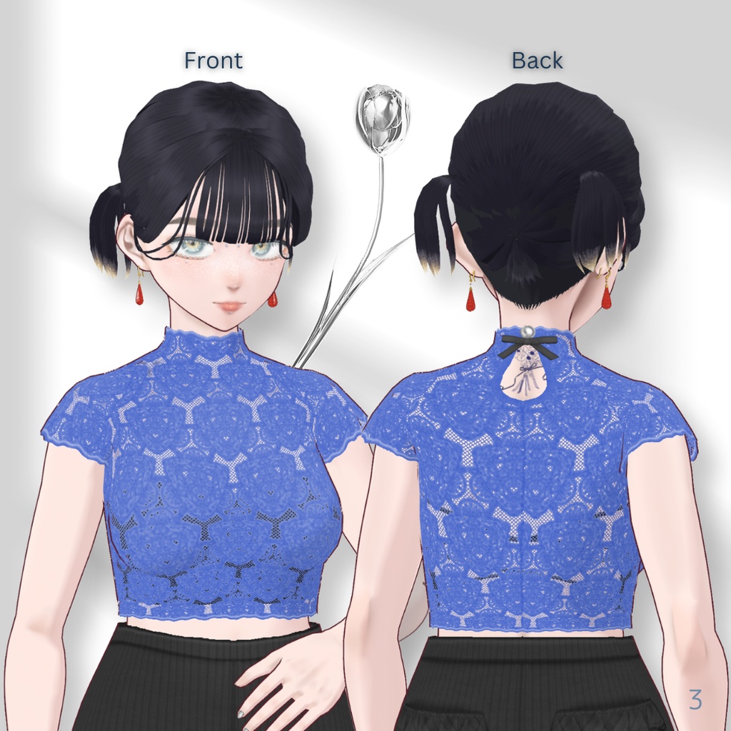 【無料】Lace Mellow Tops & Back Cross Inner【VRoid】 - Square Suika Shop - BOOTH