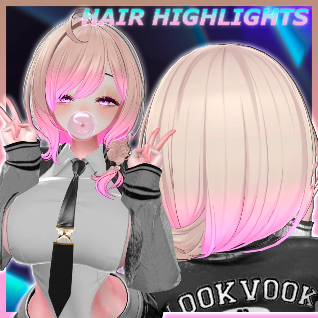 Flow Braid Hair Highlights Texture 【VRC Hair Texture - BLACK SMITH】 - StrandX - BOOTH