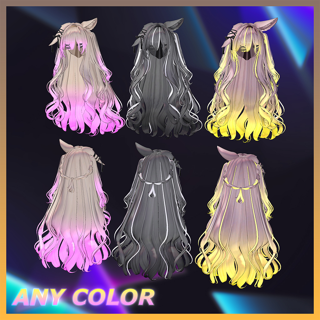 Morning Rabbit Two Side Twin Tail Hair Highlights Texture 【VRC Hair ...