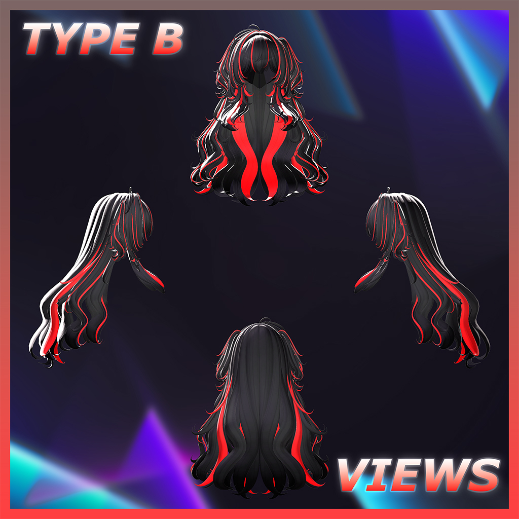 Lazy Cat Two Side Twin Tail Hair Highlights Texture 【VRC Hair Texture ...