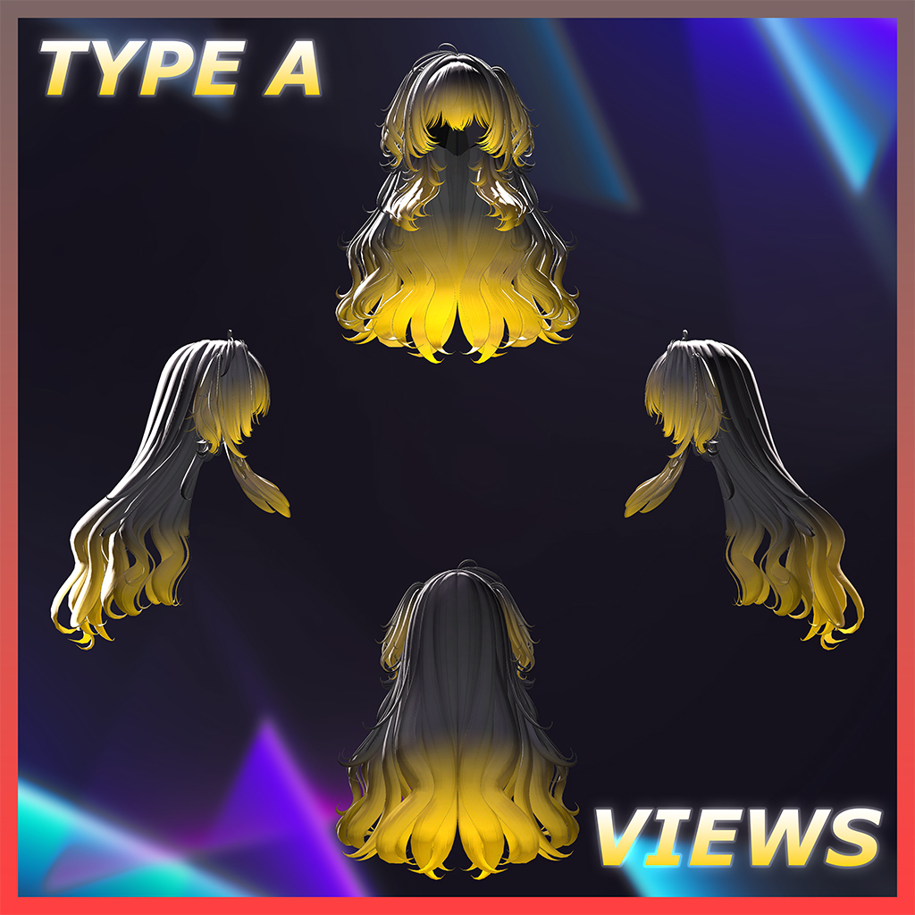 Lazy Cat Two Side Twin Tail Hair Highlights Texture 【VRC Hair Texture ...