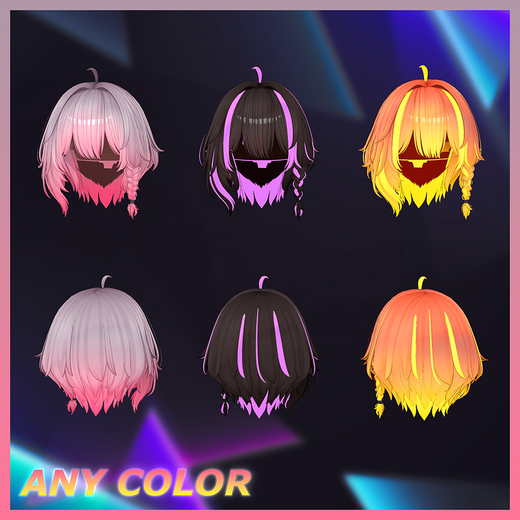 Braid Short cut Highlights Texture 【VRC Hair Texture - 隣の店】 - StrandX ...