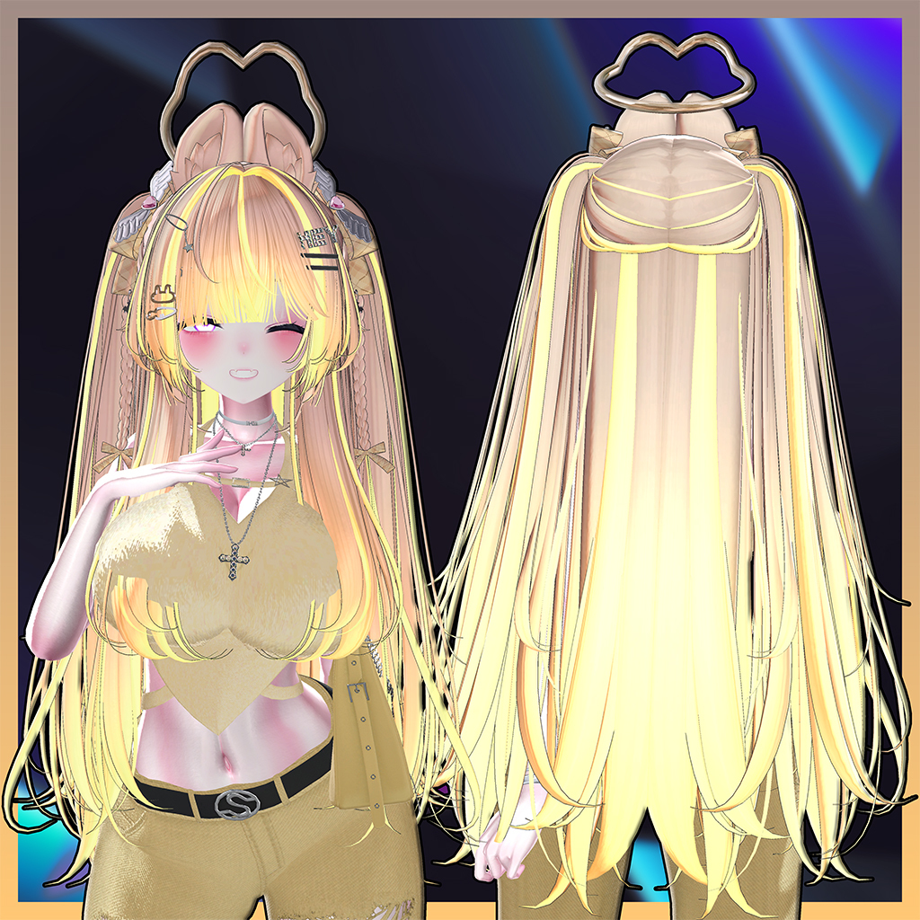 Rabbit Angel Two Side Twin Tail Hair Highlights Texture 【VRC Hair Texture - GLAY Unknown ...