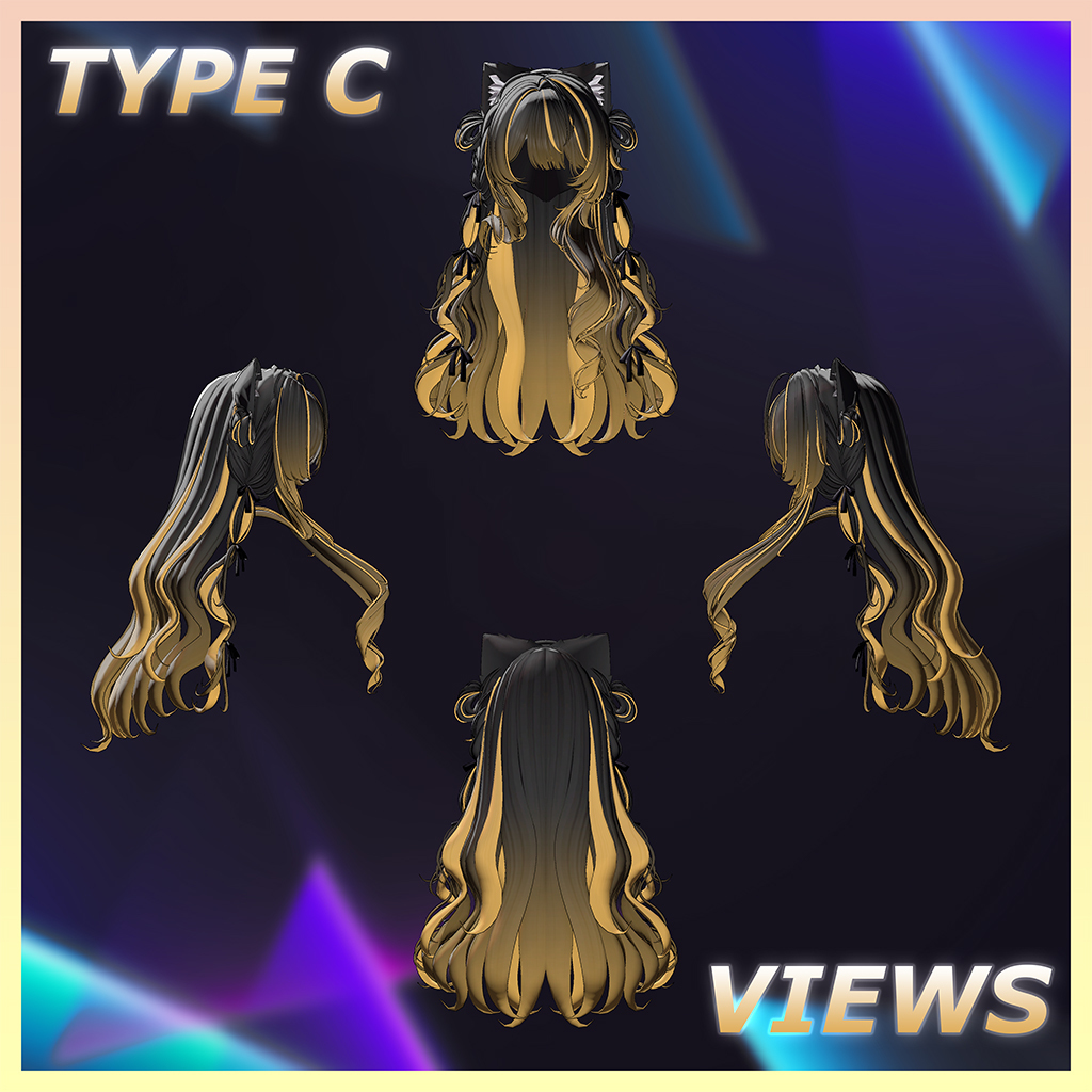 Velvet Cat Long Hair Highlights Texture 【VRC Hair Texture - GLAY ...